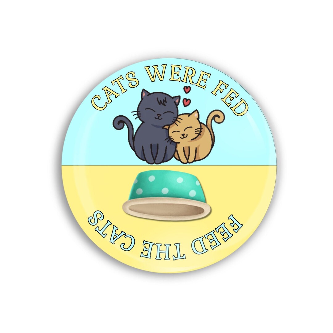 2.25" Cute Feed the Cats Blue and Yellow Pet Feeding Reminder Magnet - Etsy