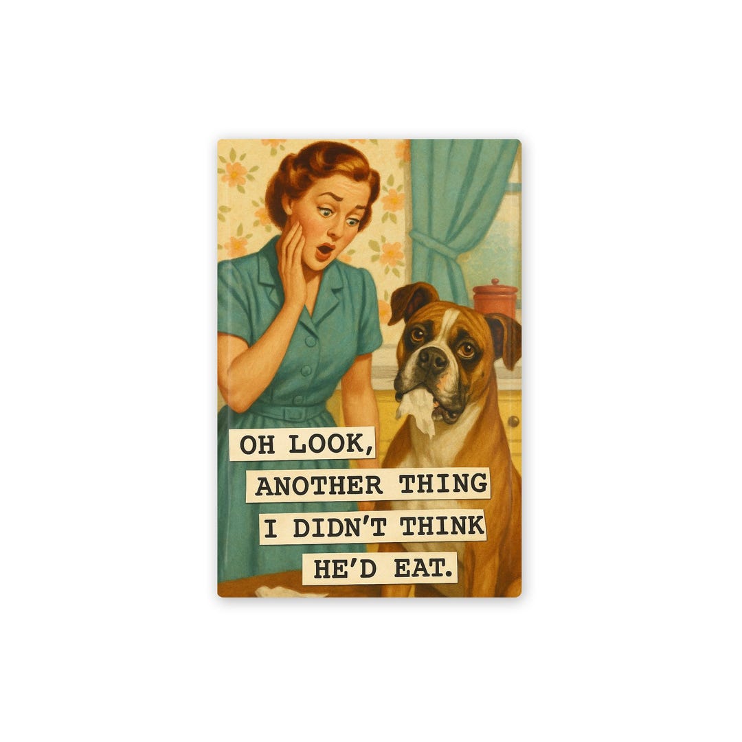 Funny Boxer Dog Magnet: Retro Kitchen Humor Fridge Decor - Etsy