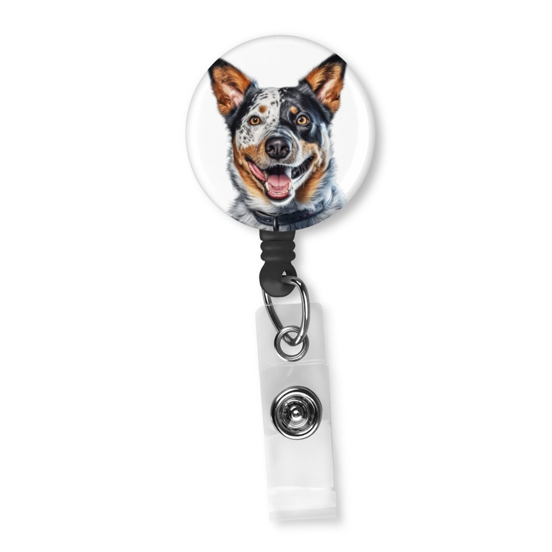 Cute Smiling Australian Cattle Dog Badge Reel ID Holder - Etsy