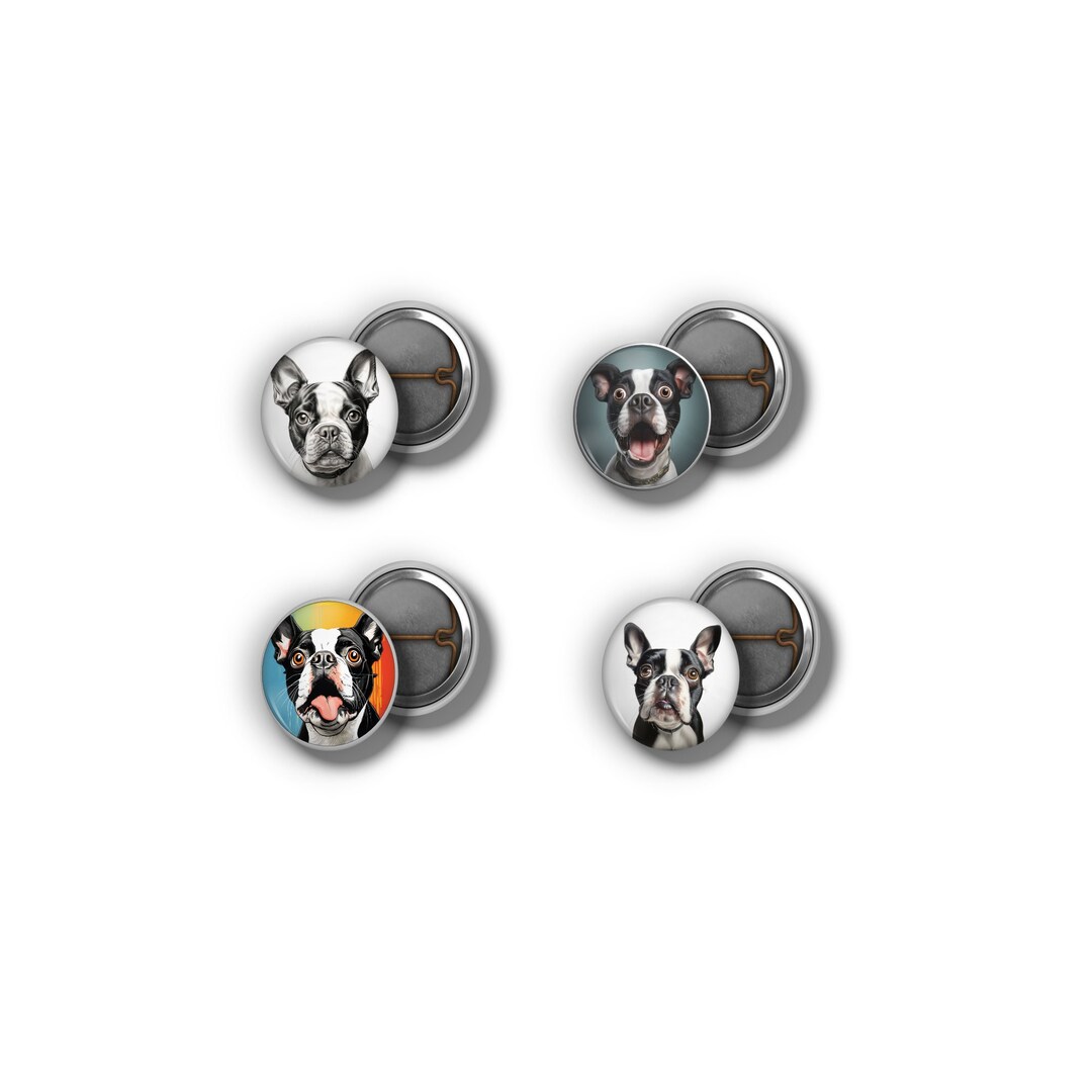 Boston Terrier Button Collection Set of 4 Colorful 1 Pins Perfect for ...