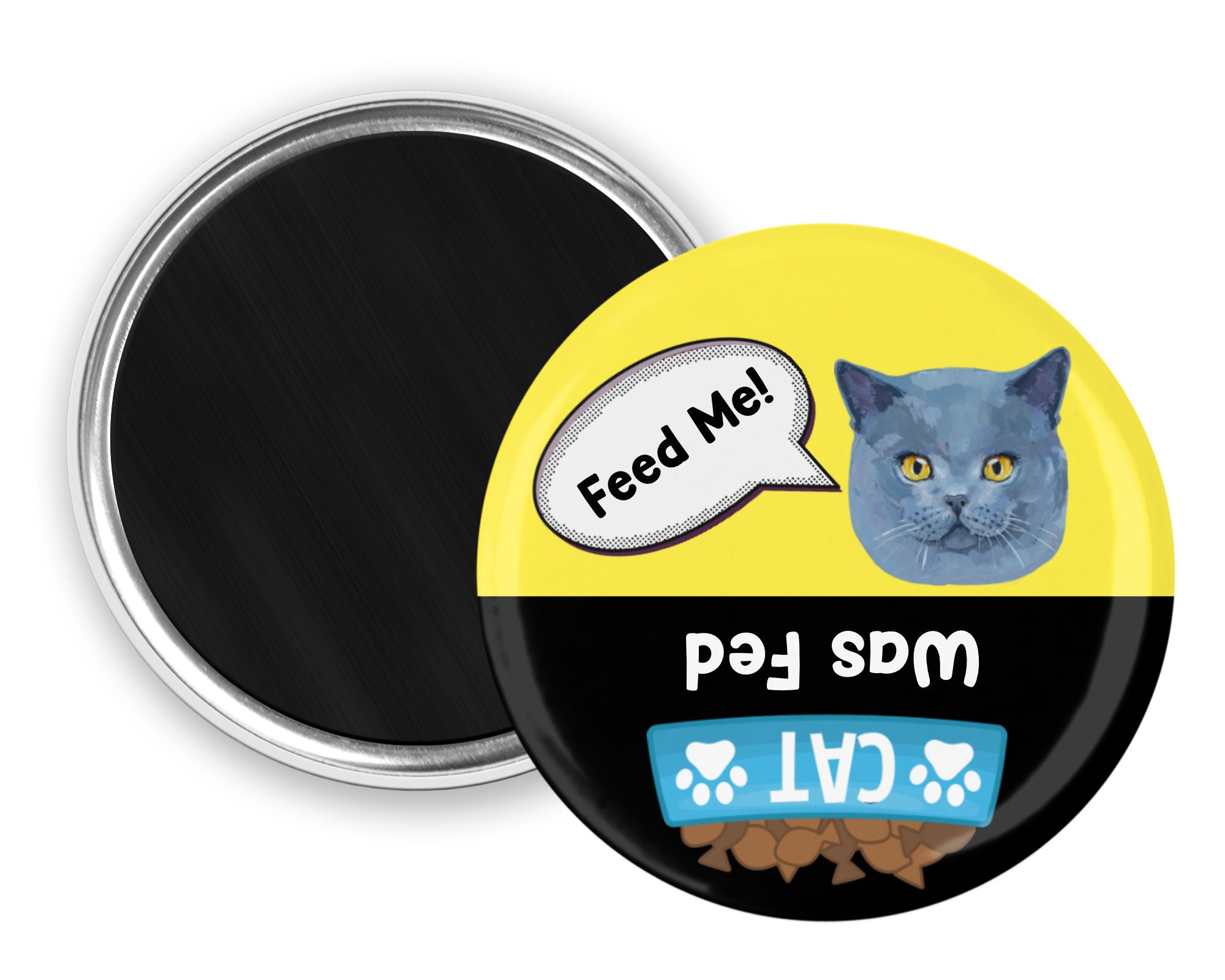Funny Gray Cat Feed Me Cat Was Fed Pet Feeding Reminder Magnet - Etsy UK