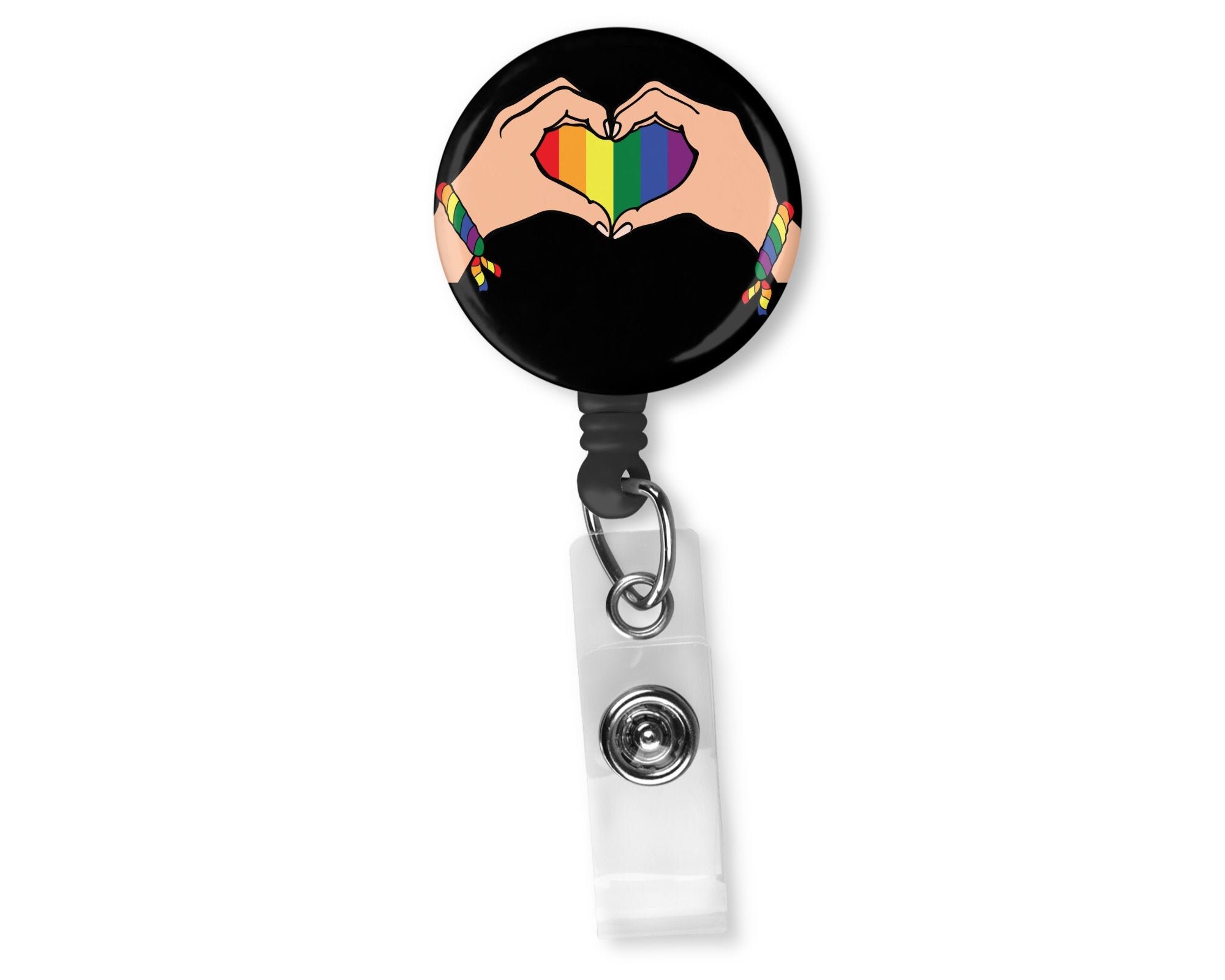 LGBT Rainbow Heart in Hands Retractable Badge Reel ID Holder | Etsy