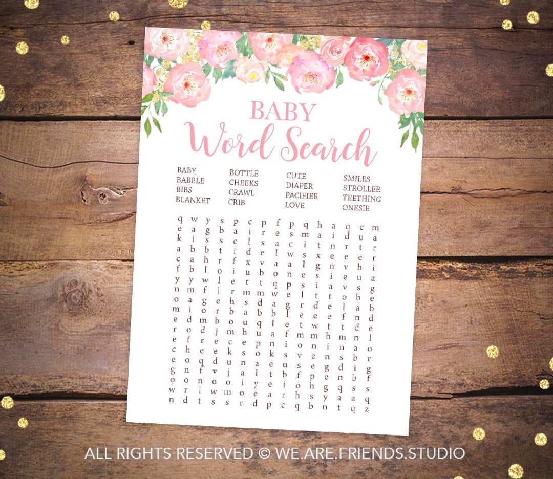 Baby Word Search Game Printable Baby Shower Games Pink - Etsy