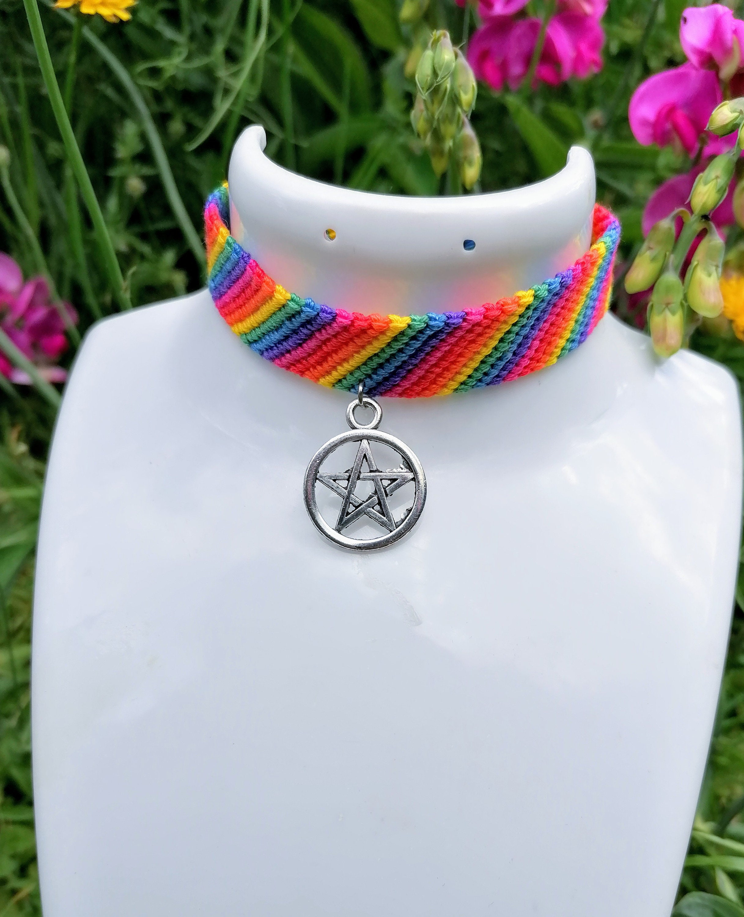 LGBT Pride Witch Rainbow Choker Lgbtq Pentacle Queer Goth | Etsy