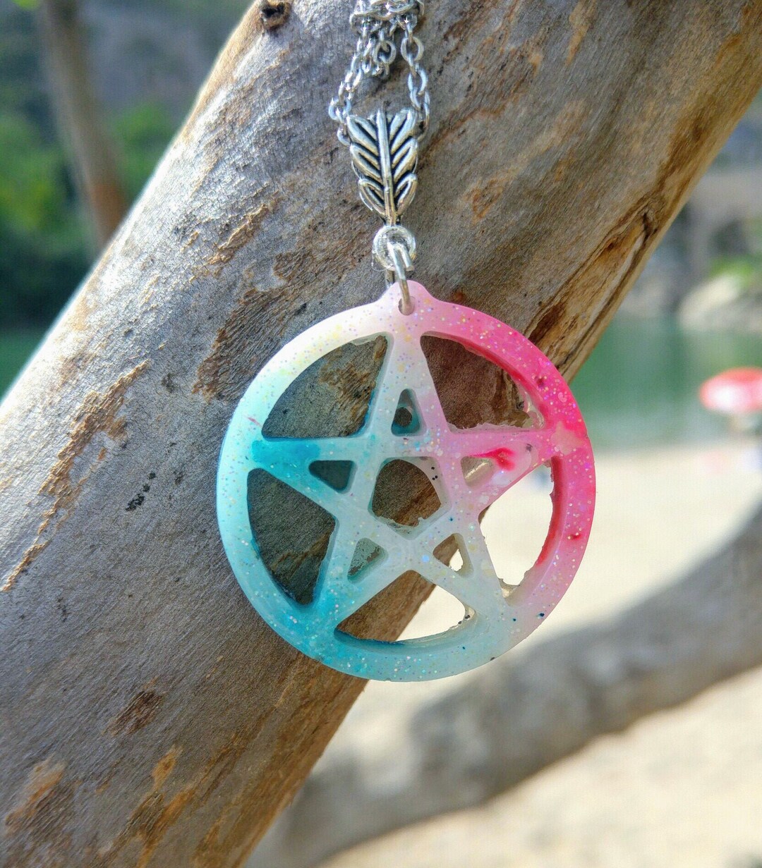 Trans Pride Glitter Pentacle Resin Pendant Pentagram Pastel - Etsy