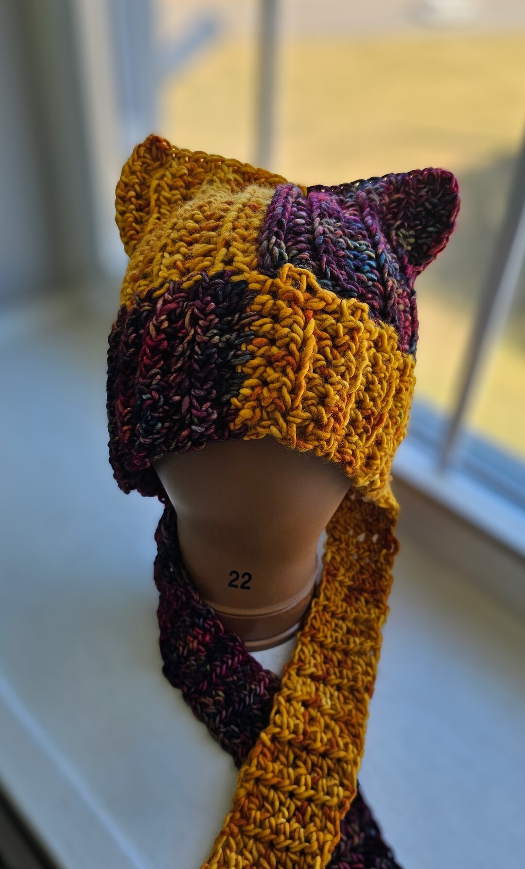 Split Color Cat Ear Adult Bonnet 100 Percent Merino Wool - Etsy