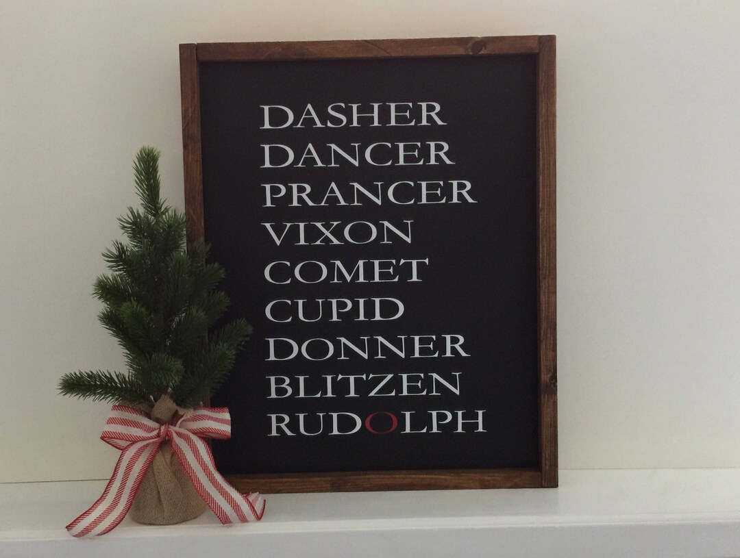 Reindeer Names Handcrafted Wood Sign| Reindeer Painted Wood Sign ...