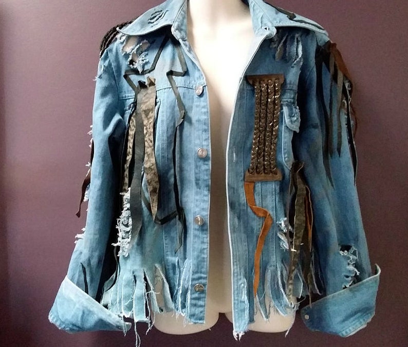 Denim Grunge Bikers Jean Jacket Wasteland Warrior Denim and - Etsy