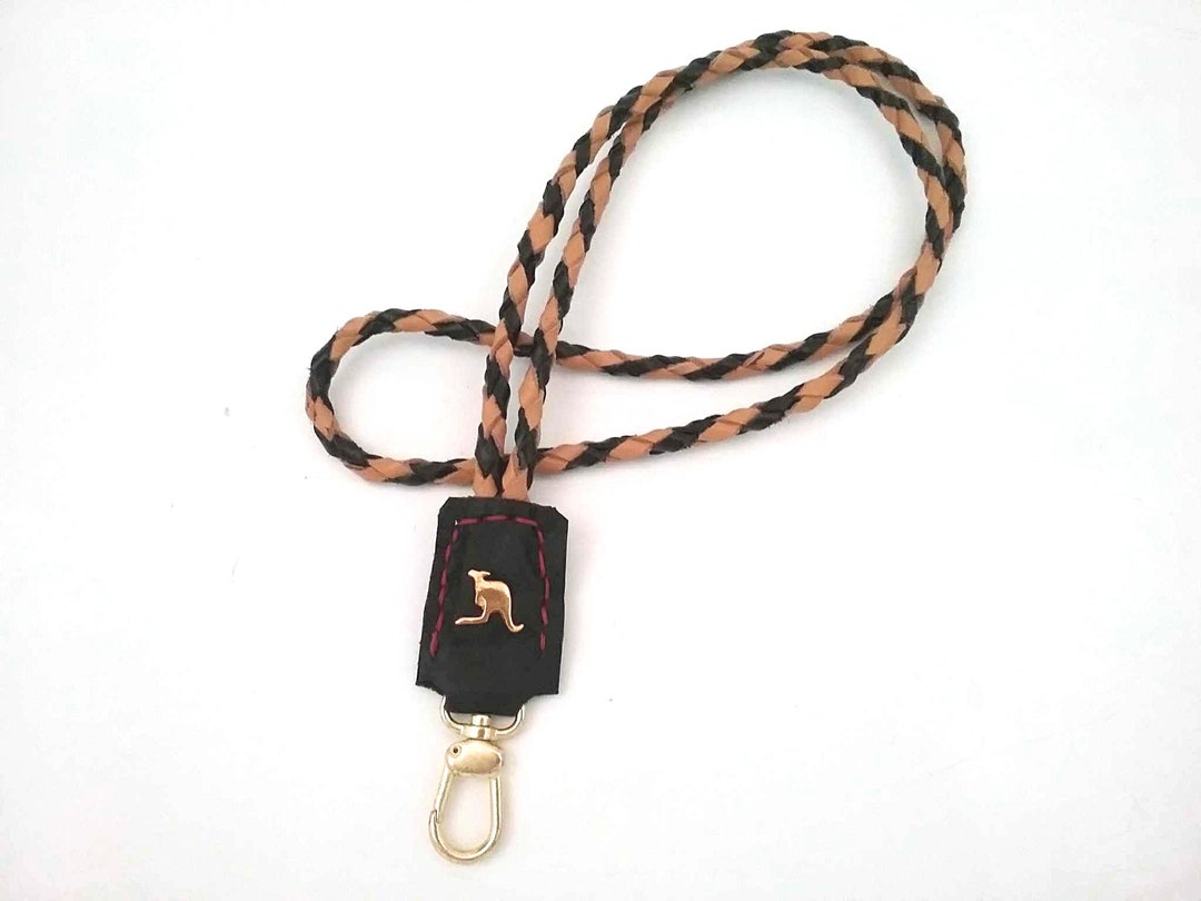 Genuine Leather Lanyard, Plaited Braided Neck Lanyard, Australian ...