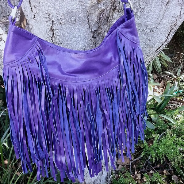Purple Leather Bag - Etsy