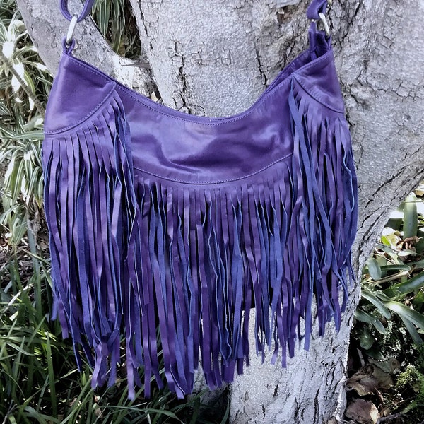 Purple Leather Bag - Etsy