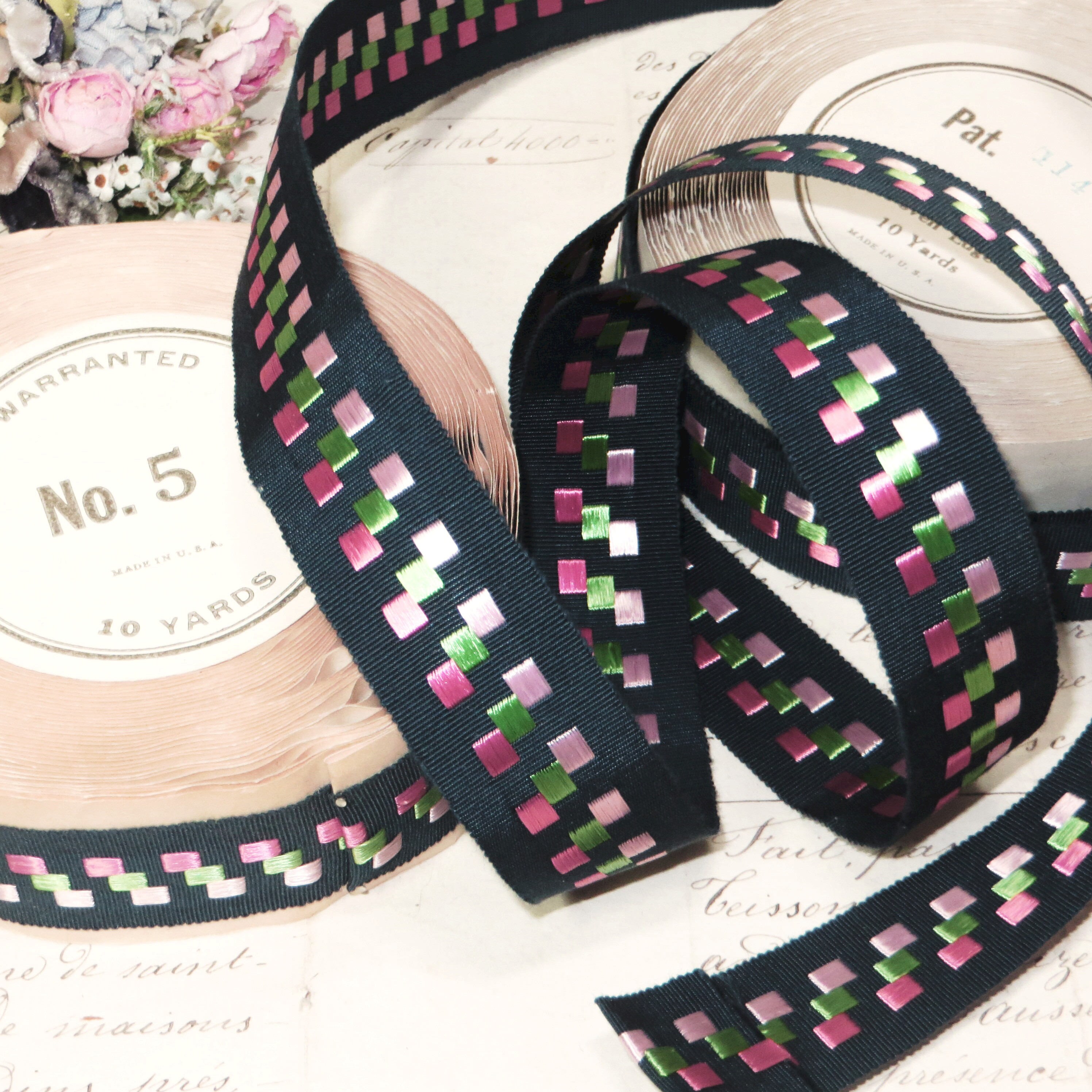 1y BLACK CHECK GROSGRAIN 1 Ribbon Straight Edge Trim - Etsy