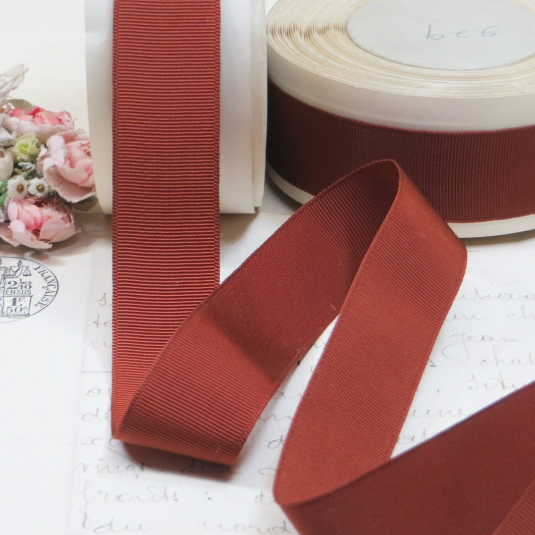 10y Roll Woven Edge Grosgrain TERRACOTTA ORANGE Ribbon Tag: Hat Banding ...