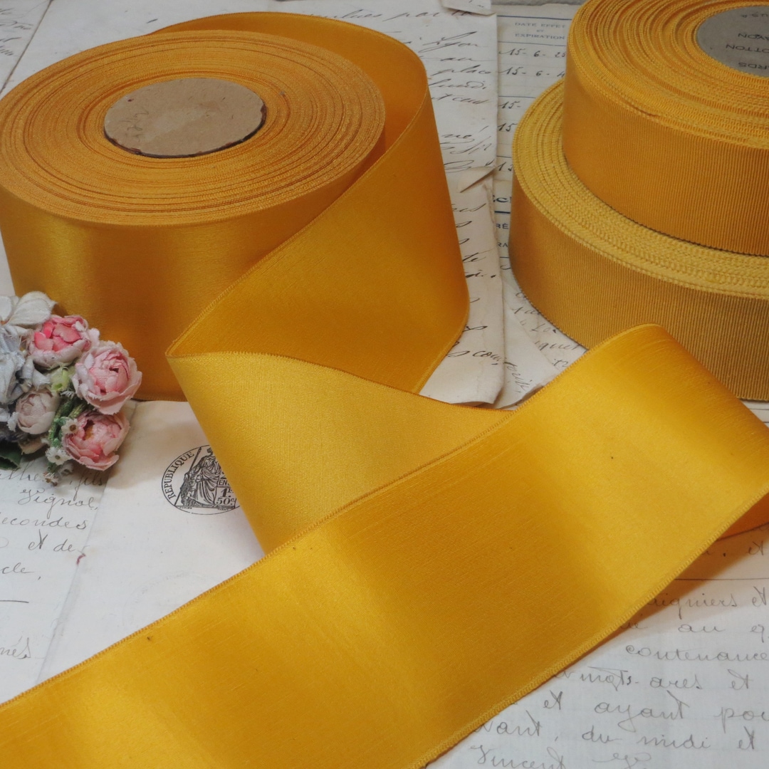 2y SILK TAFFETA Ribbon 2.5" Tag: Art Deco Flapper Hat Dress U.S ...