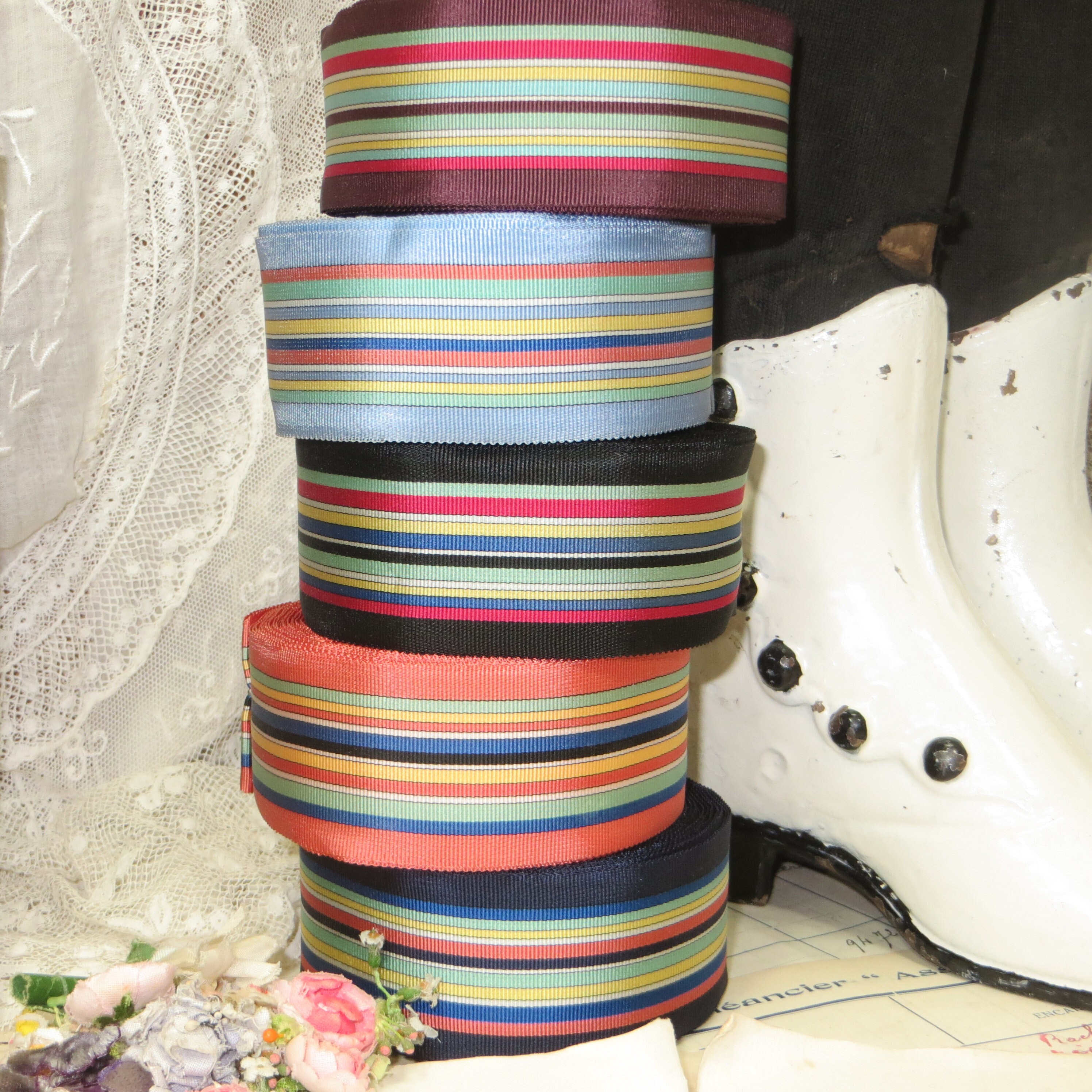 1y MAROON WINE TAFFETA 1.5 PinStripe Grosgrain Ribbon | Etsy