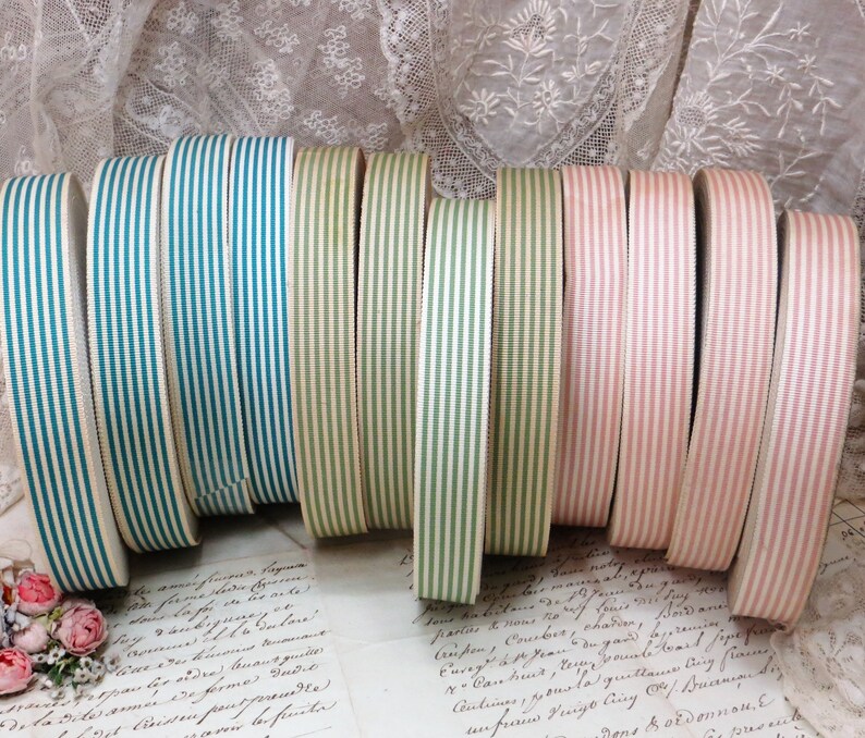 25y Roll PEONY PURPLE PINK Cotton Rayon Grosgrain Ribbon Tag: French ...