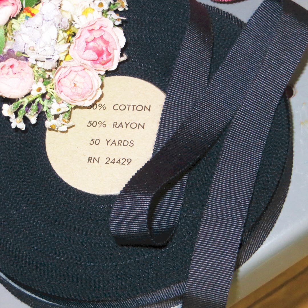 10y 5/8" NAVY GROSGRAIN Petersham Ribbon Trim 1920 Flapper 1930 Stetson ...