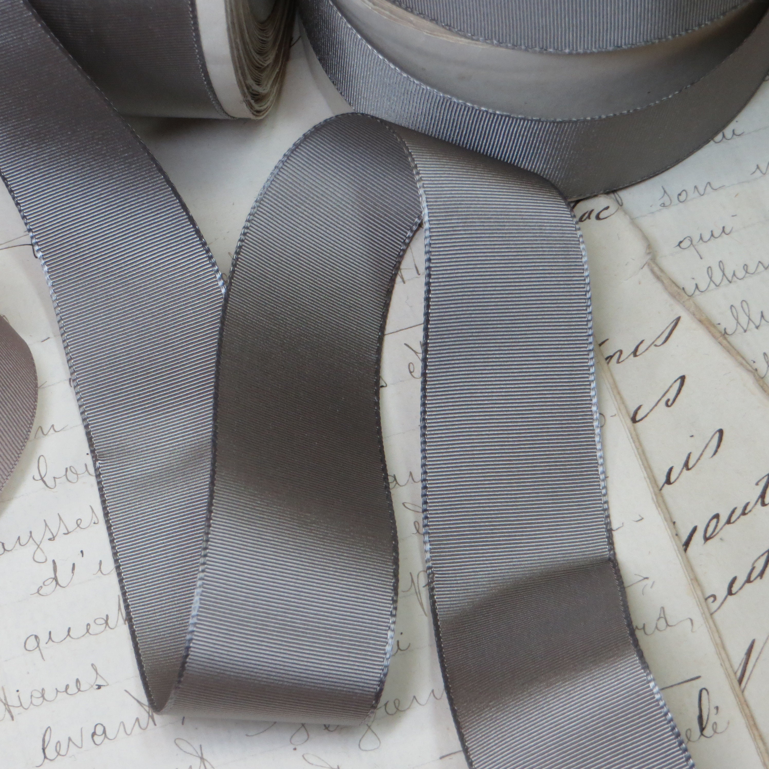 10y Roll WOVEN EDGE Gray GROSGRAIN Ribbon tag: All Rayon Pink | Etsy