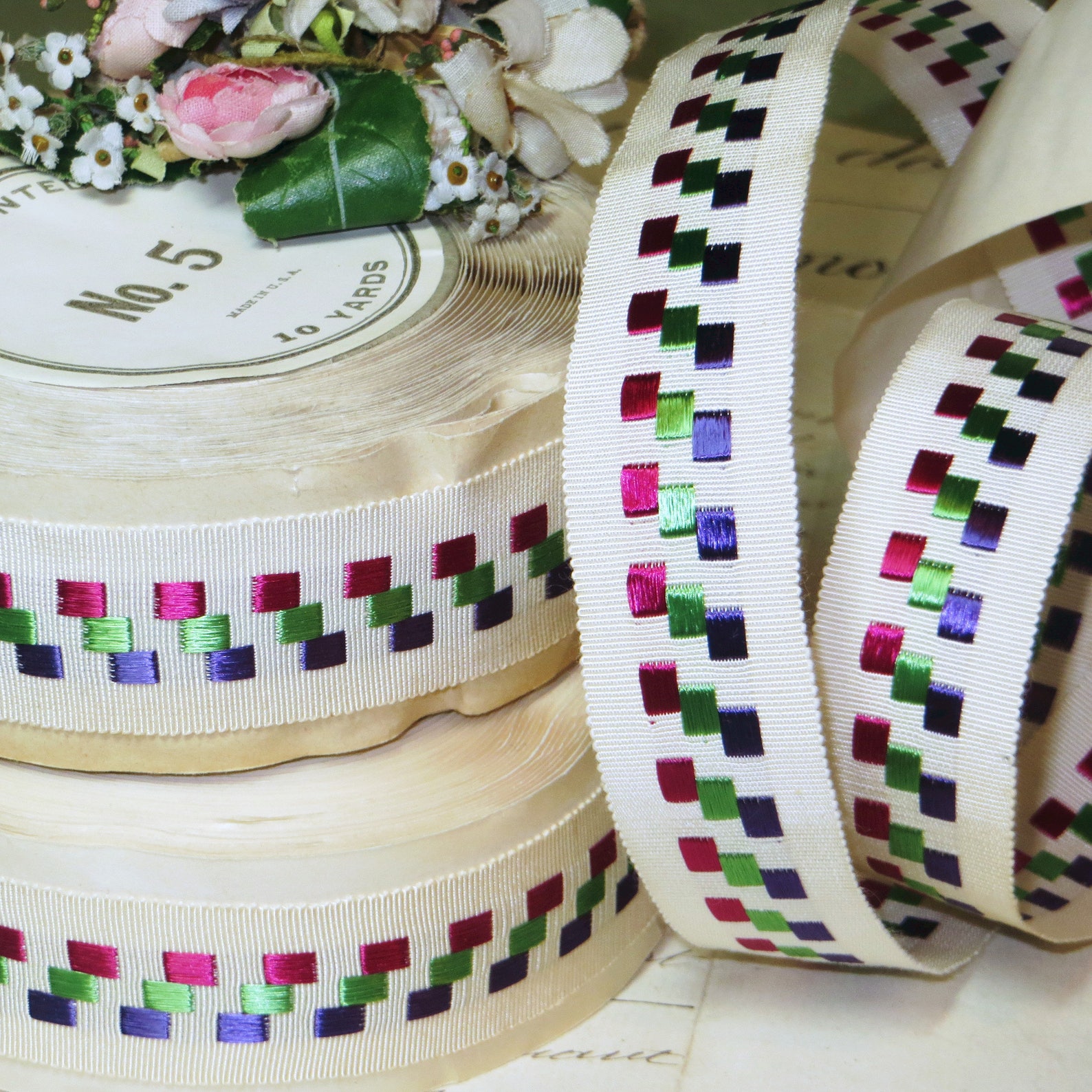 1y BLACK CHECK GROSGRAIN 1 Ribbon Straight Edge Trim - Etsy