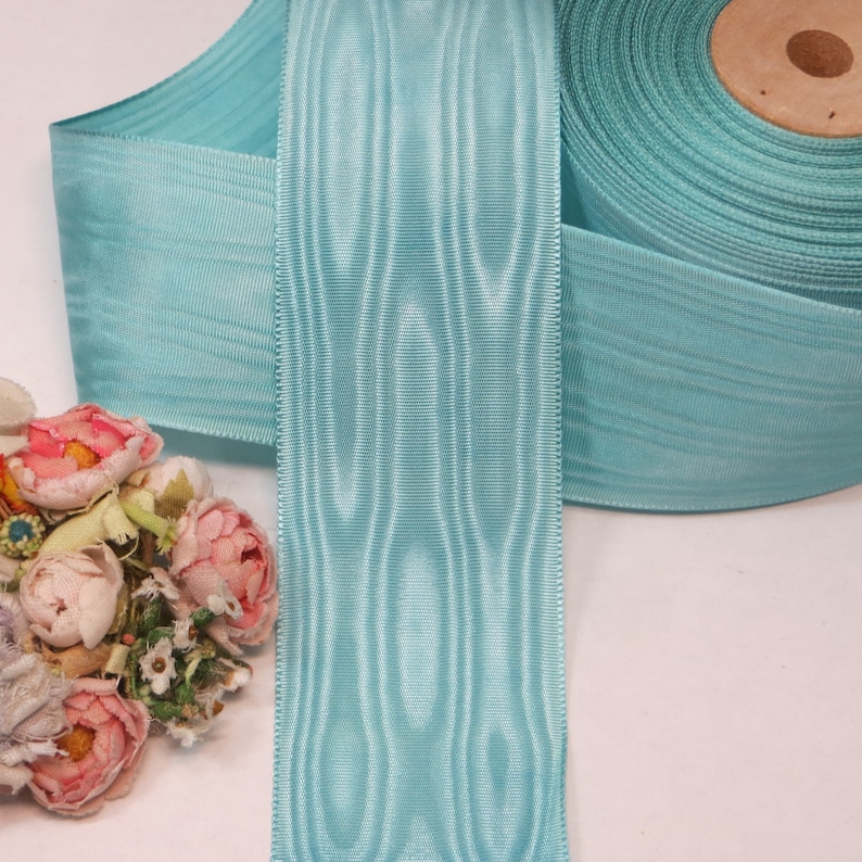 1y TURQUOISE BLUE Moire Taffeta Ribbon Trim Tag: Woven Edge - Etsy