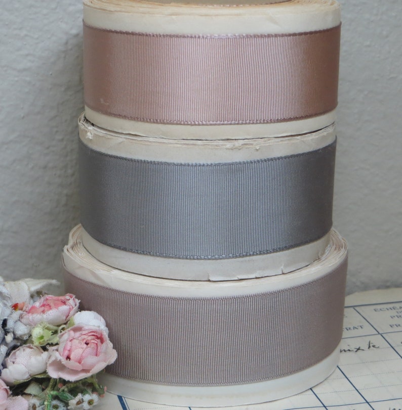 10y Roll WOVEN EDGE Gray GROSGRAIN Ribbon Tag: All Rayon Pink - Etsy