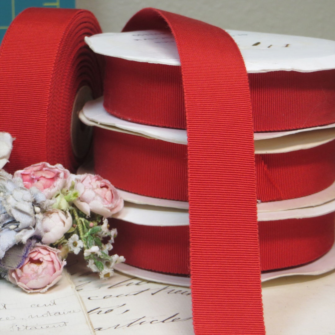 20y Roll RED PETERSHAM Ribbon Tag: Cotton Rayon Red Grosgrain Ribbon ...