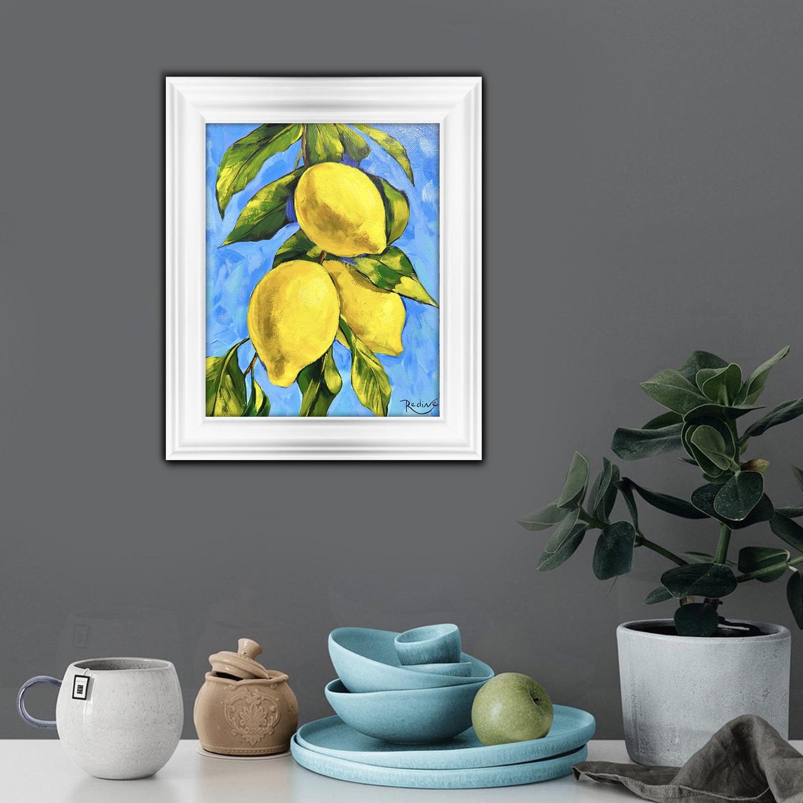 Lemon Tree Branch Original One of a Kind Painting by Irina Redine ...