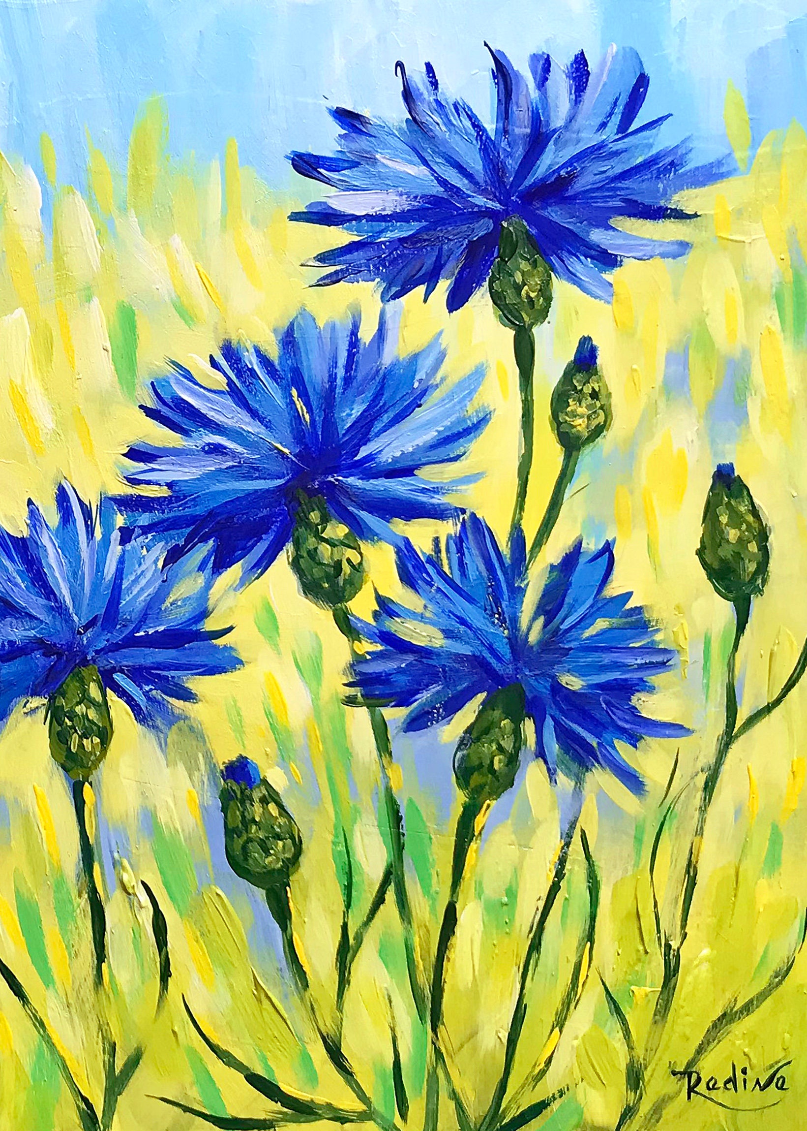 Cornflower Painting