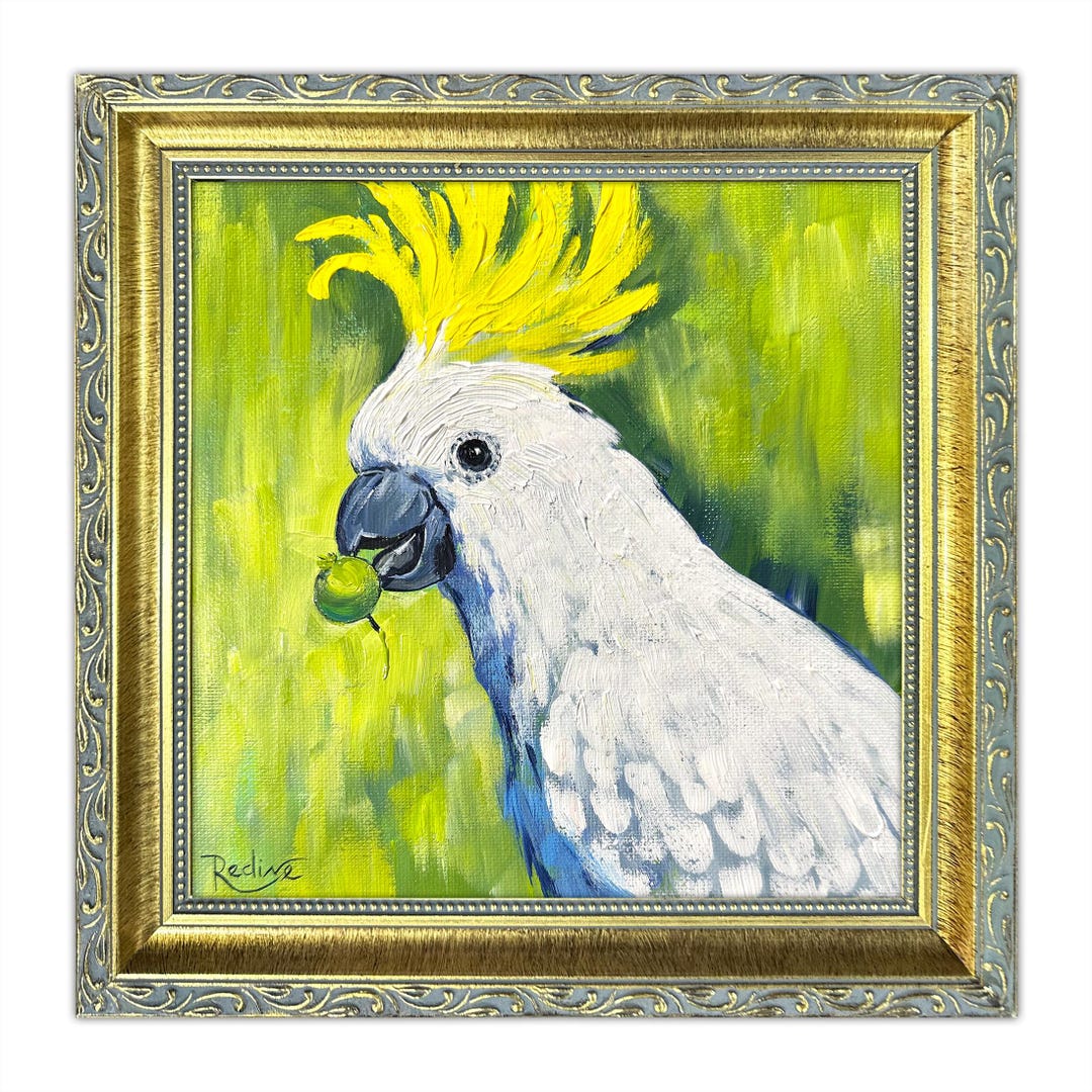 Cockatoo Portrait Original Painting by Irina Redine, Sulphur-crested ...