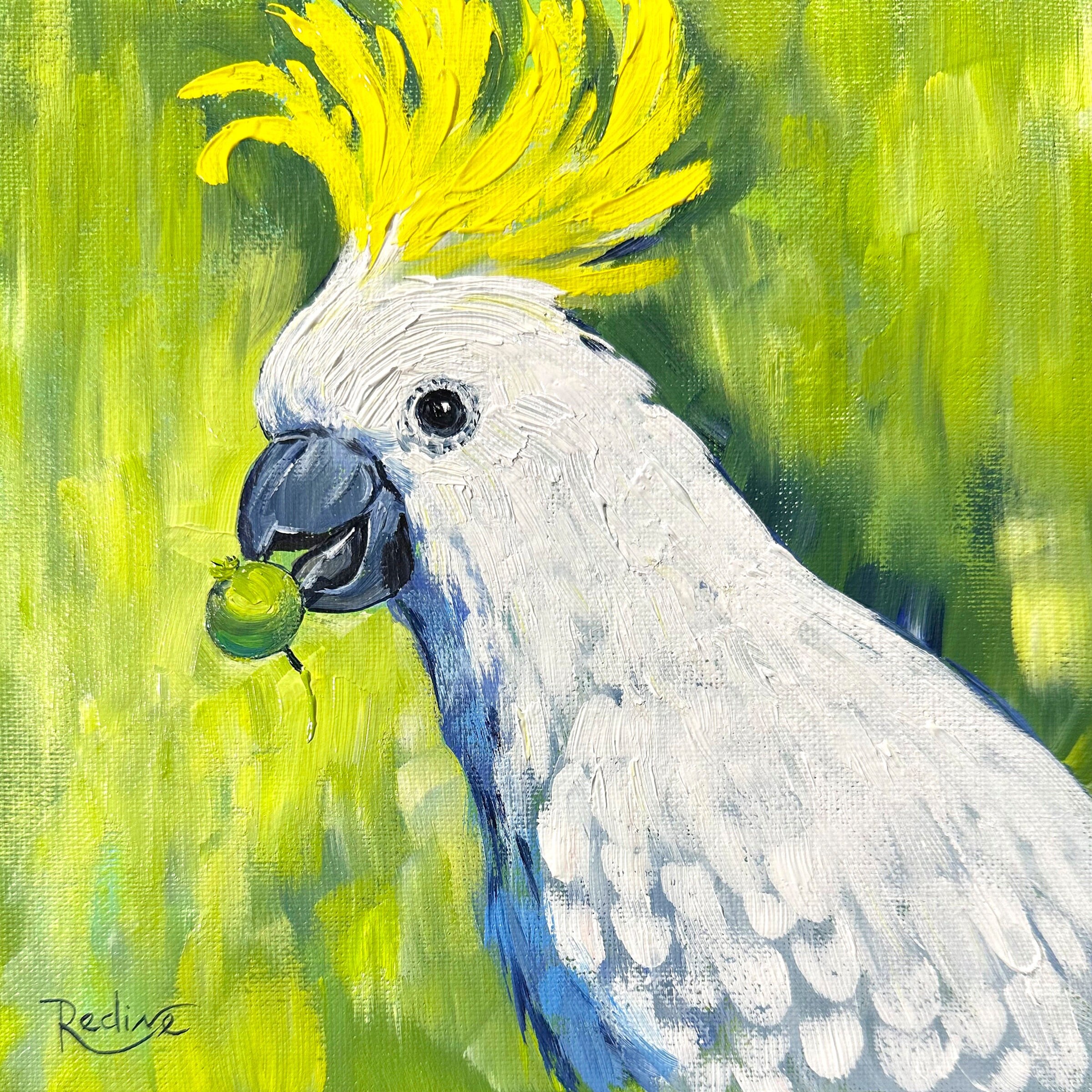 Cockatoo Portrait Original Painting by Irina Redine, Sulphur-crested ...