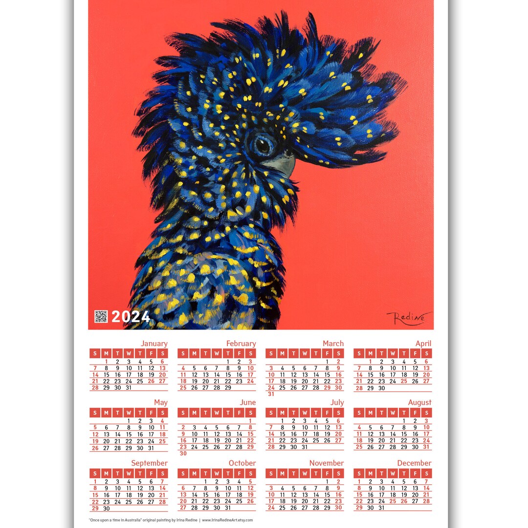 2024 Calendar Wall Hanging Monday or Sunday Week Start Calendar ...