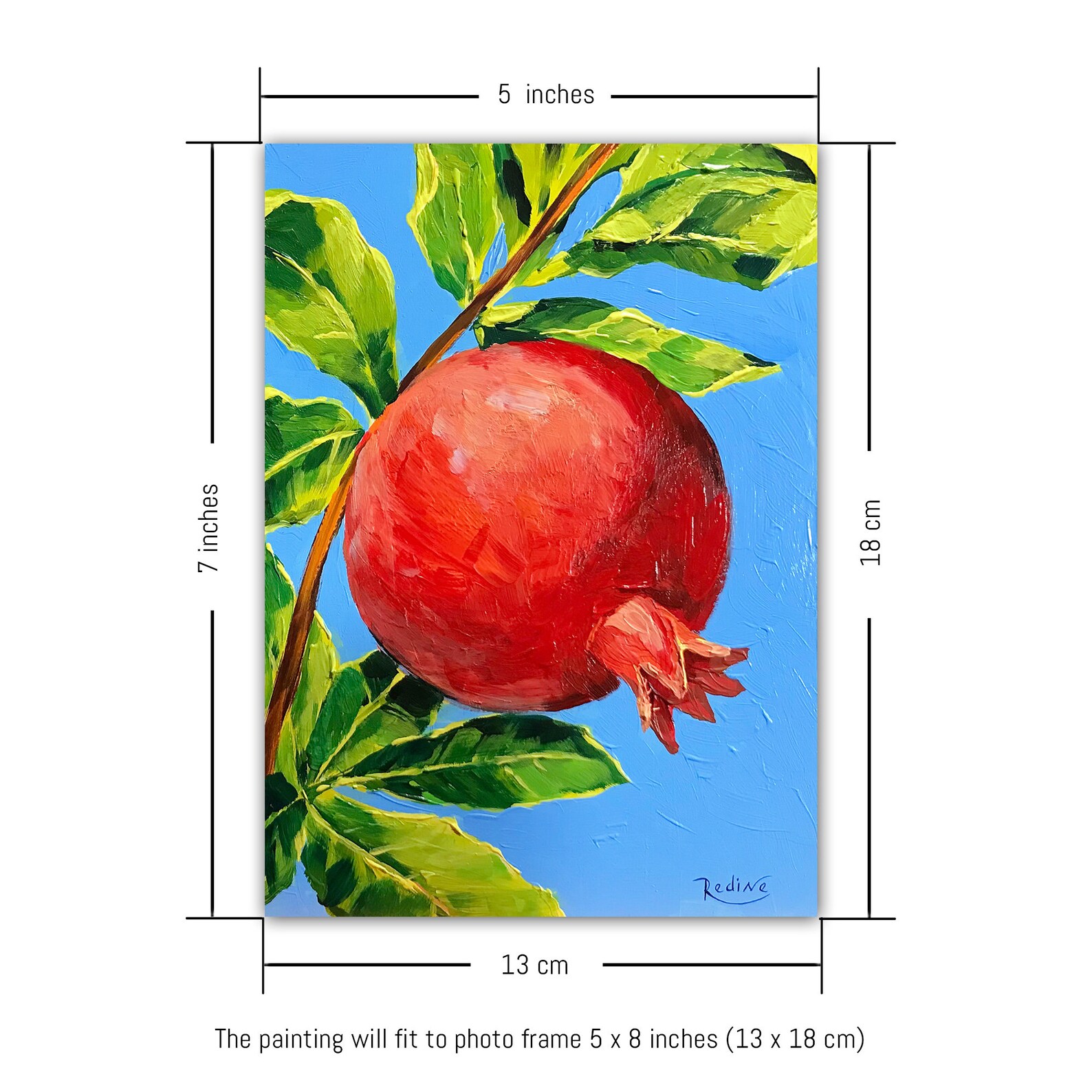 Pomegranate Original One of a Kind Painting by Irina Redine, Framed and ...