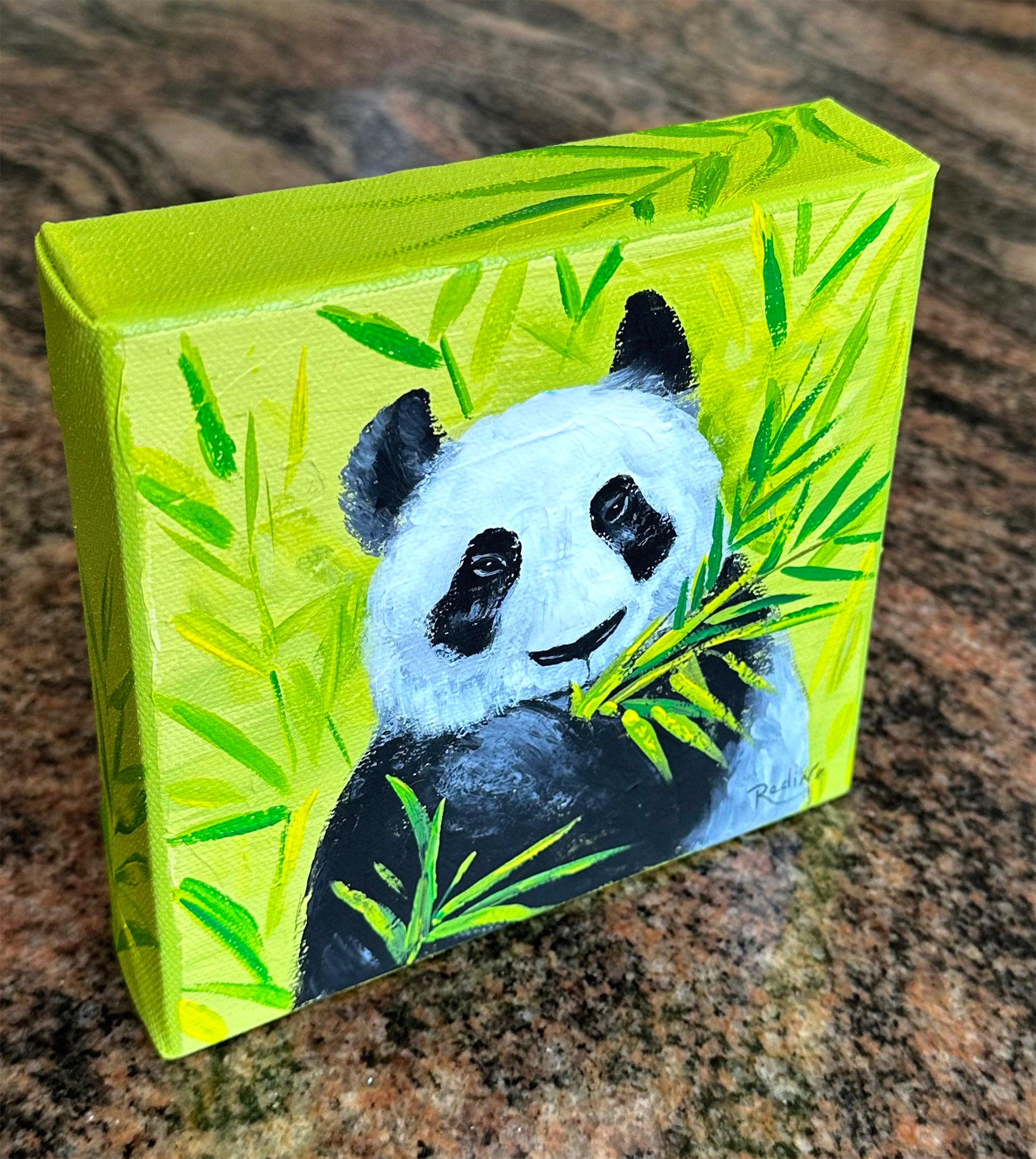 Panda With Bamboo One of a King Original Painting by Irina - Etsy
