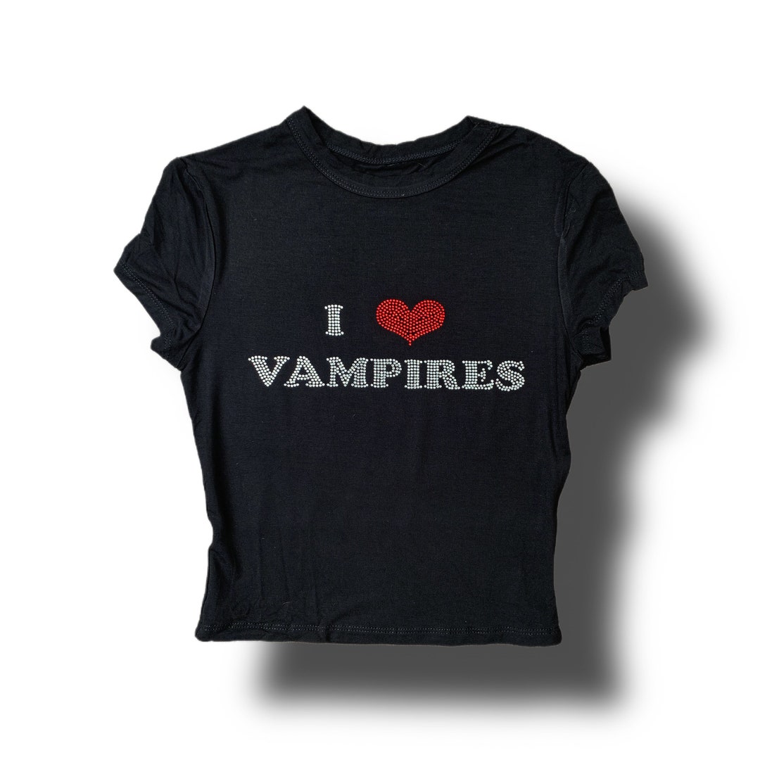 I Heart Vampires Rhinestone Baby Tee-mall Goth, Supernatural, Vampire ...