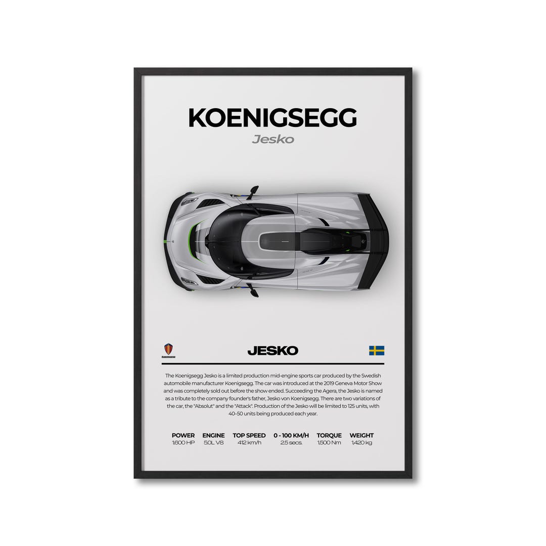 Koenigsegg Jesko Automotive Print, Automotive Print, Automotive Poster ...