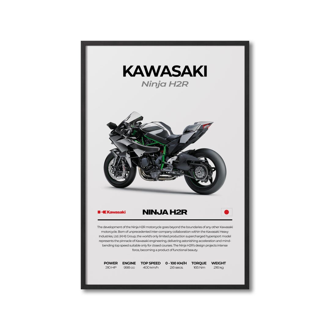 Kawasaki Ninja H2R Motorcycle, Motorbike Poster, Motorbike Poster ...