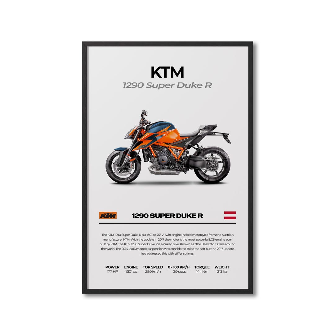 KTM 1290 Super Duke R Motorcycle, Motorbike Poster, Motorbike Poster ...