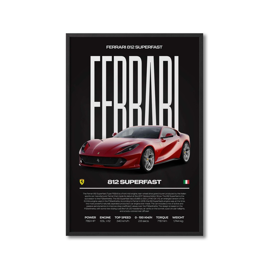 Ferrari 812 Superfast Automotive Print, Automotive Print, Automotive ...
