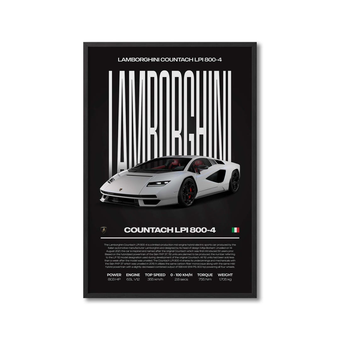 Lamborghini Countach LPI 800-4 Series Automotive Print, Automotive ...