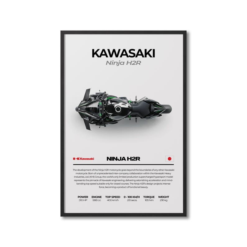 Kawasaki Ninja H2R Motorcycle, Motorbike Poster, Motorbike Poster ...