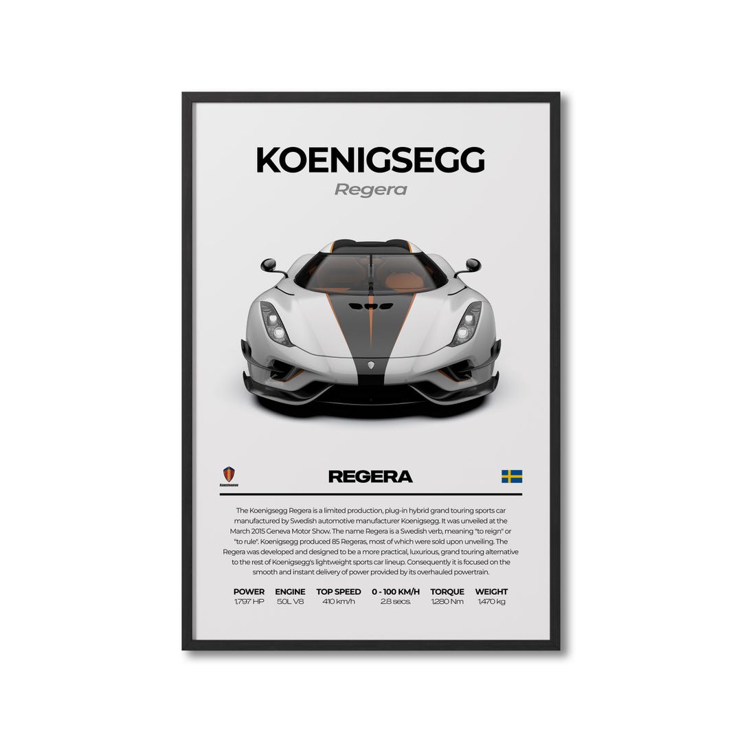 Koenigsegg Regera Automotive Print, Automotive Print, Automotive Poster ...