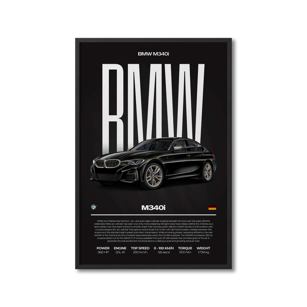 BMW M340i Automotive Print, Automotive Print, Automotive Poster, Car ...