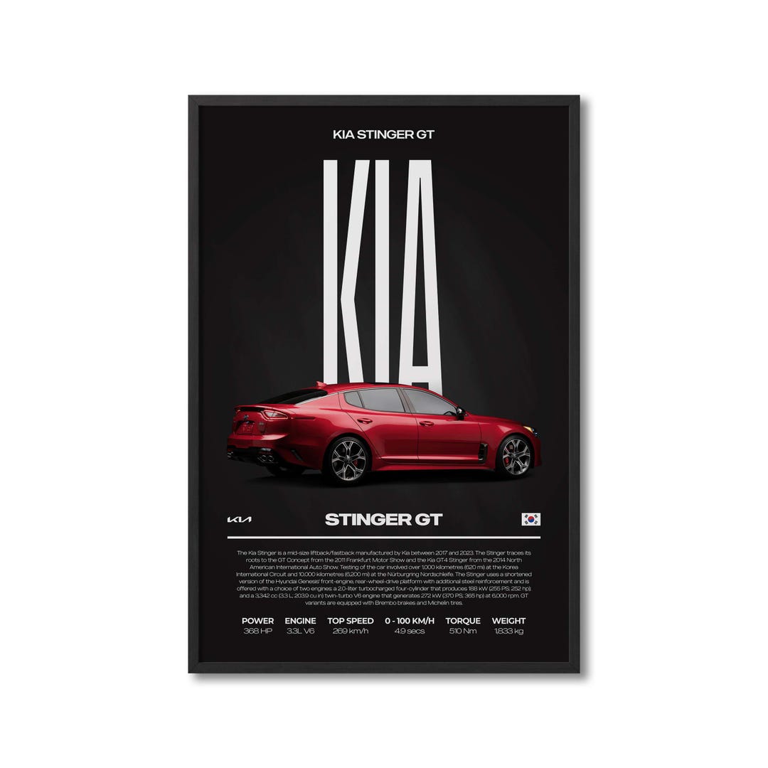 Kia Stinger GT Automotive Print, Automotive Print, Automotive Poster ...