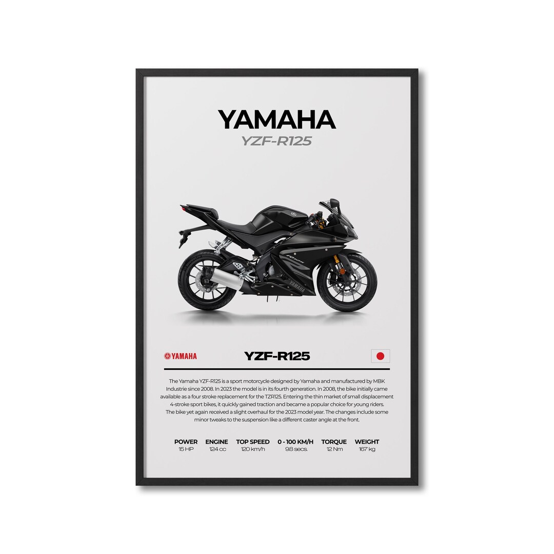 Yamaha YZF-R125 Motorcycle, Motorbike Poster, Motorbike Poster ...