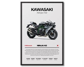 Kawasaki Ninja H2R Motorcycle, Motorbike Poster, Motorbike Poster ...