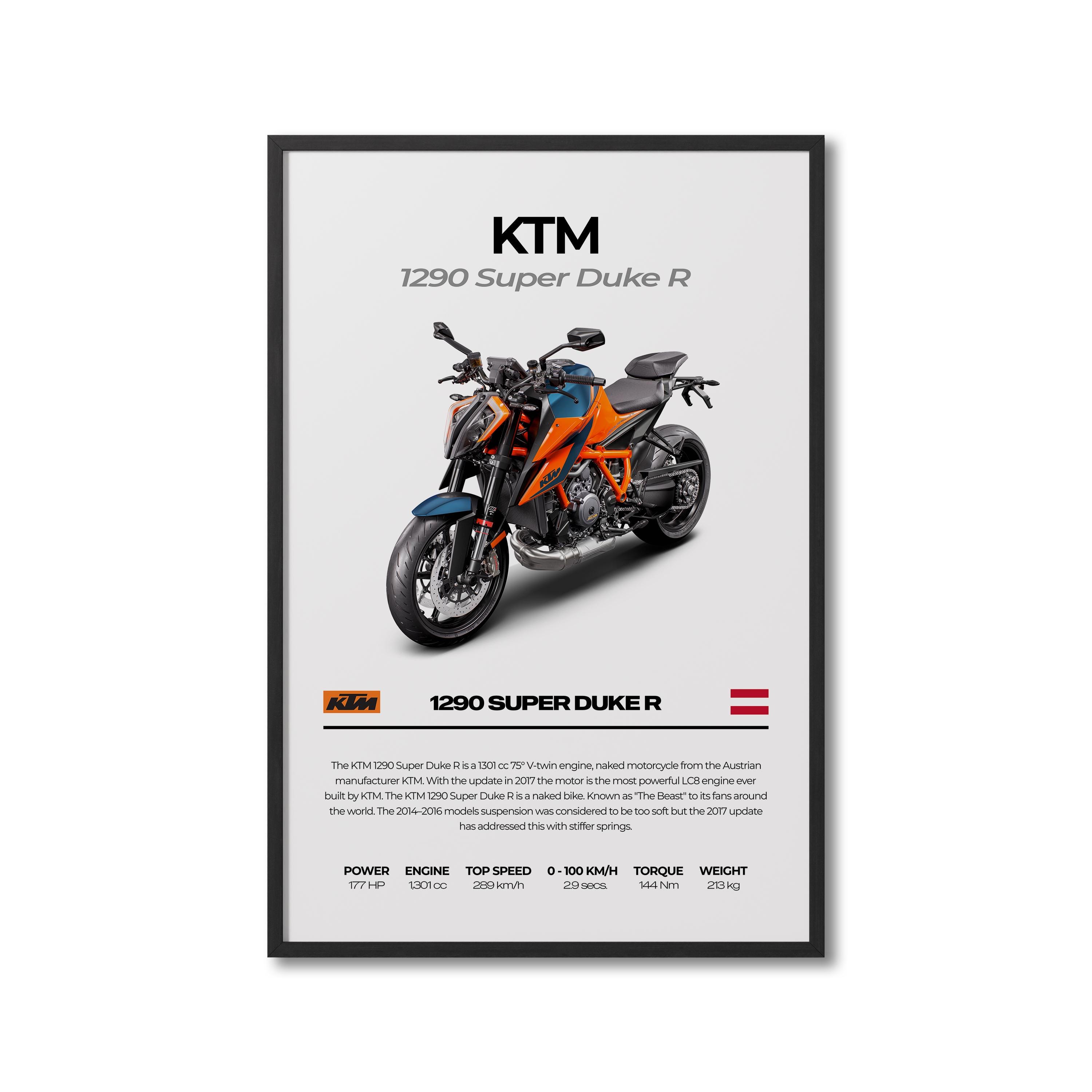KTM 1290 Super Duke R Motorcycle, Motorbike Poster, Motorbike Poster ...