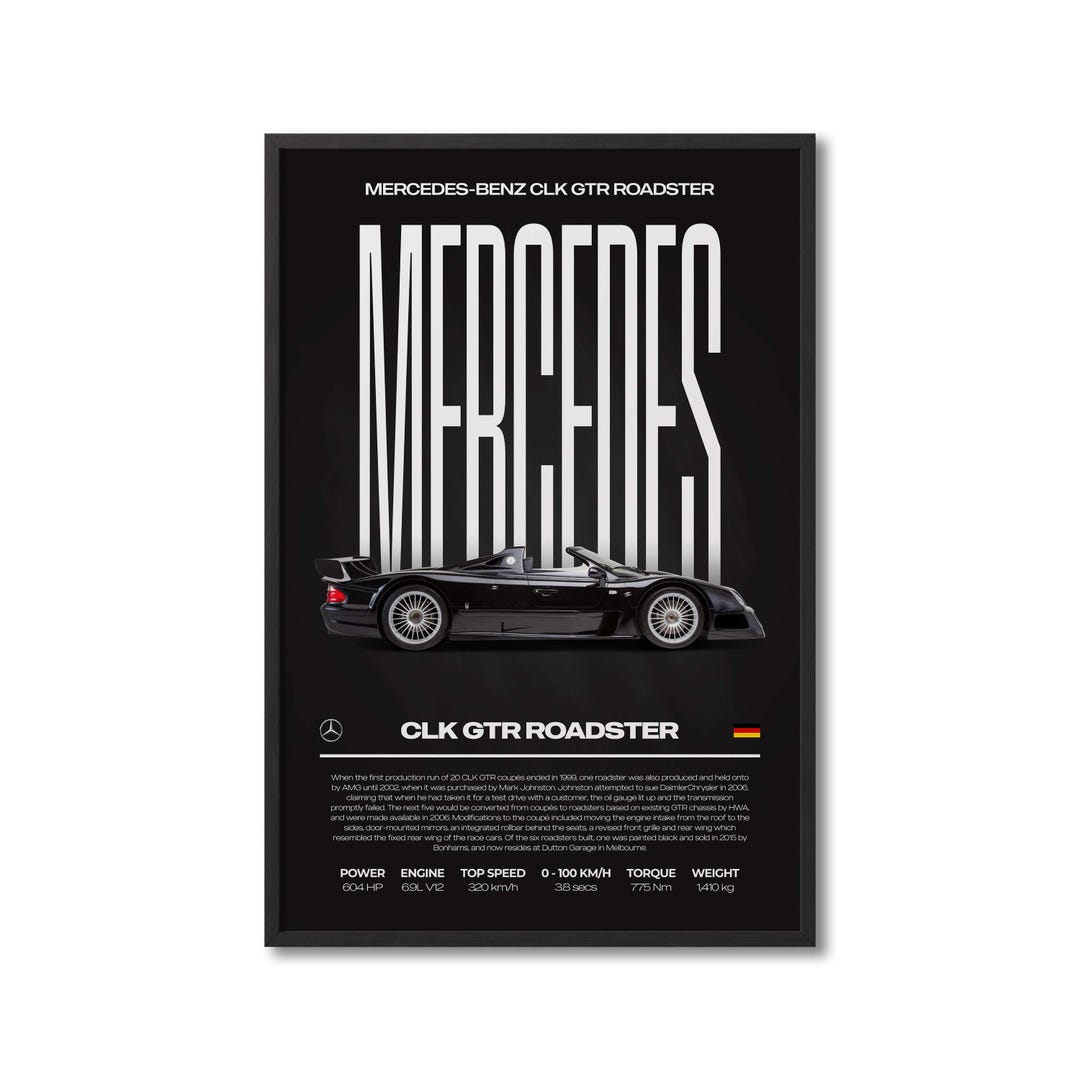 Mercedes-benz CLK GTR Roadster Automotive Print, Automotive Print ...