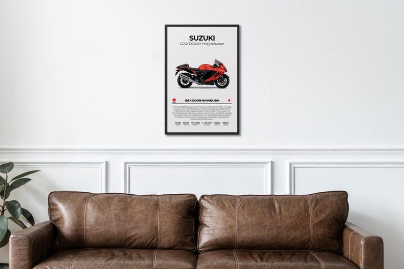 Suzuki GSX1300R Hayabusa Factory Motorcycle, Motorbike Poster ...