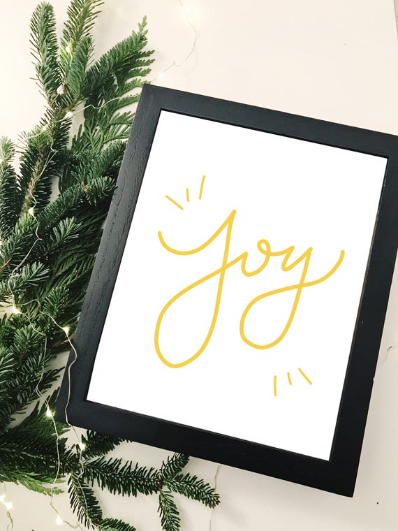 Joy holiday art print calligraphy handlettering Christmas | Etsy