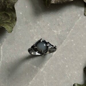 Gray Moonstone Nascent Ring | Archaia Collection | Witchy Jewelry, Sterling Silver, Medieval ...